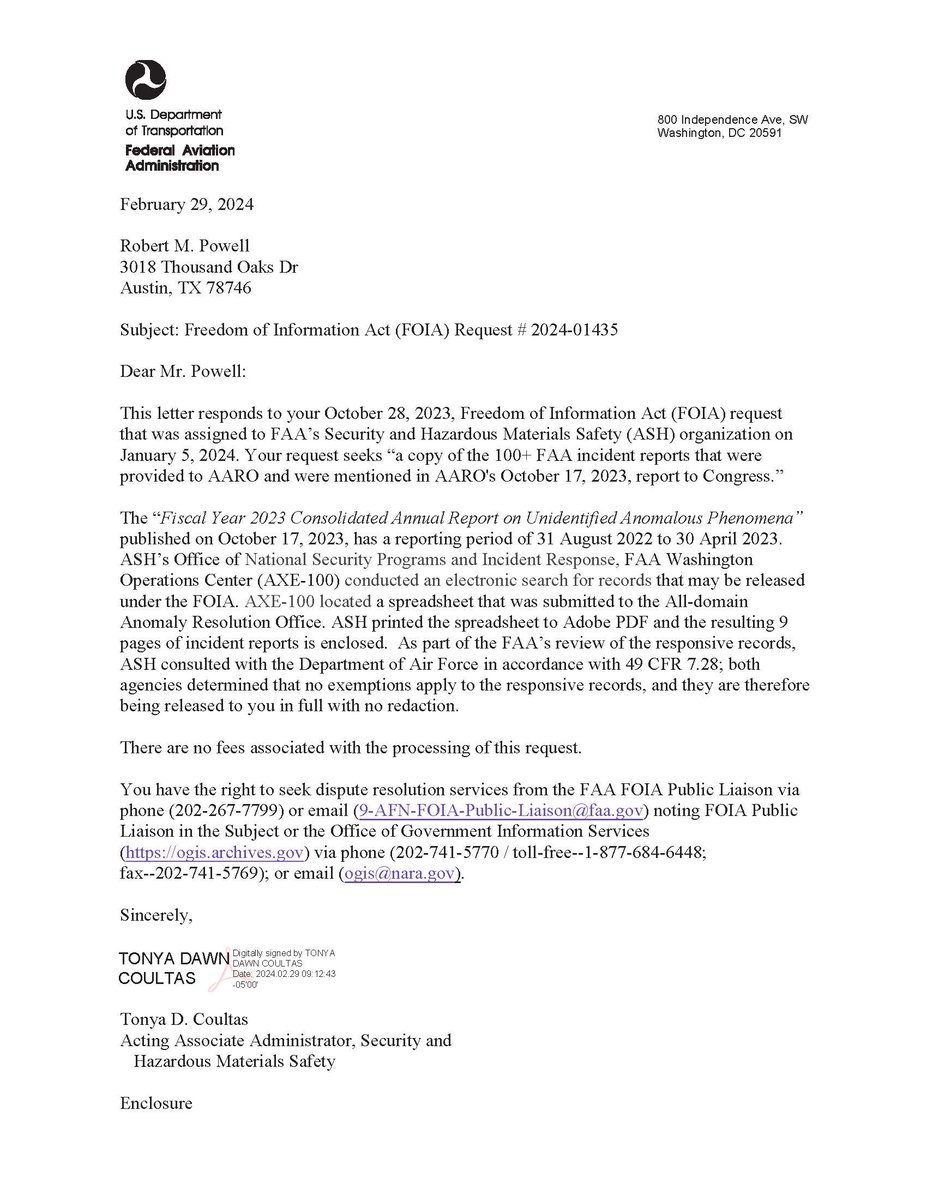 Multiple Starlink (and other) UAP reports in FOIA document from FAA ...