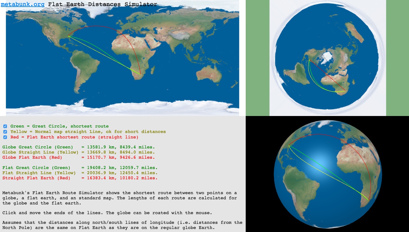 Metabunk Flat Earth Route Simulator